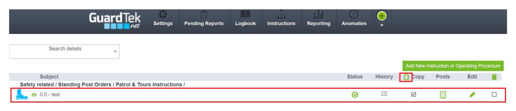 Copying an Instruction or Post Order – GuardTek Help Center