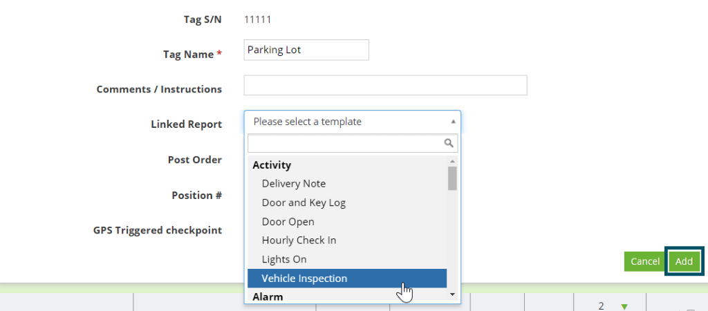 Assigning an Activity Template to an Tour Checkpoint – GuardTek Help Center