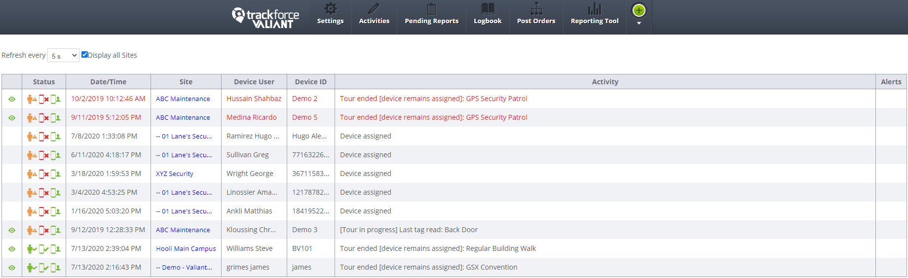 Viewing a Tour in Progress or a Completed Tour – GuardTek Help Center