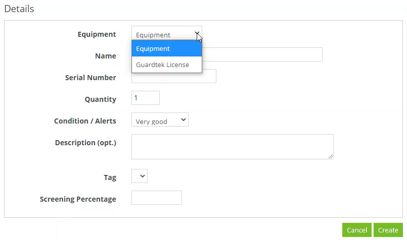 Adding Equipment - GuardTek – GuardTek Help Center