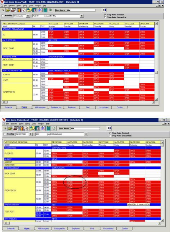 TLM Schedules – The Tab Views – GuardTek Help Center