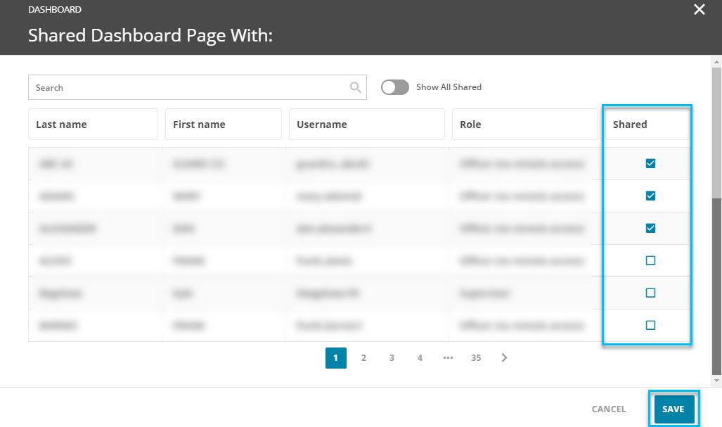 Managing the Dashboard Sharing Feature – GuardTek Help Center