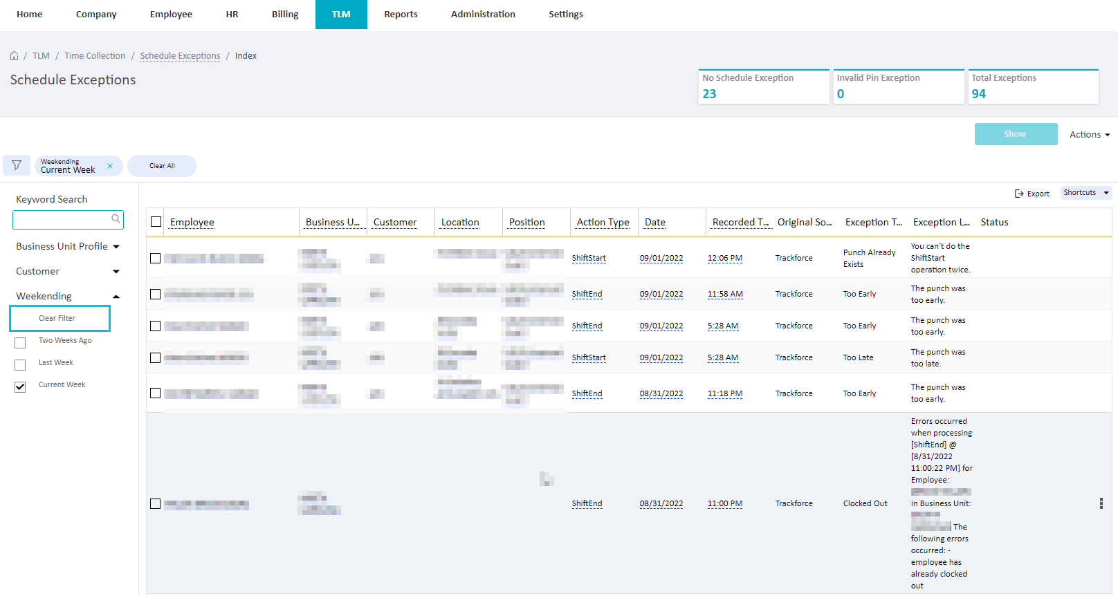 Understanding Trackforce Schedule Exceptions – GuardTek Help Center